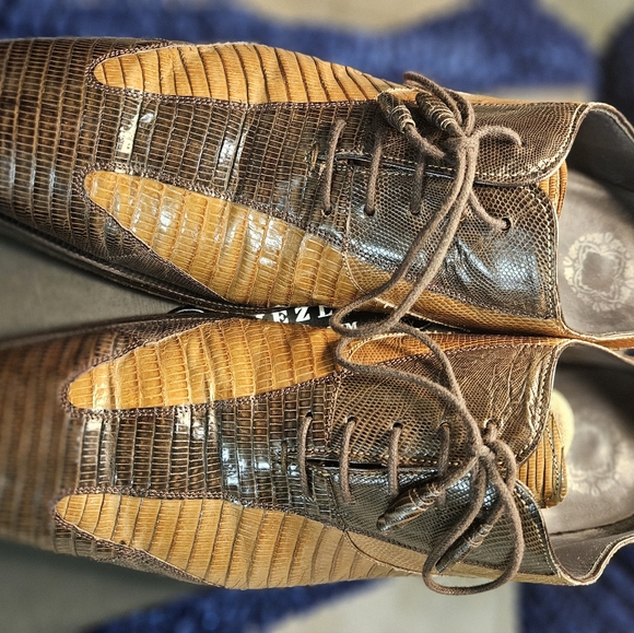 Mezlan | Shoes | Mezlan Platinum Browncamel Lace Up Two Tone Lizard Sz ...